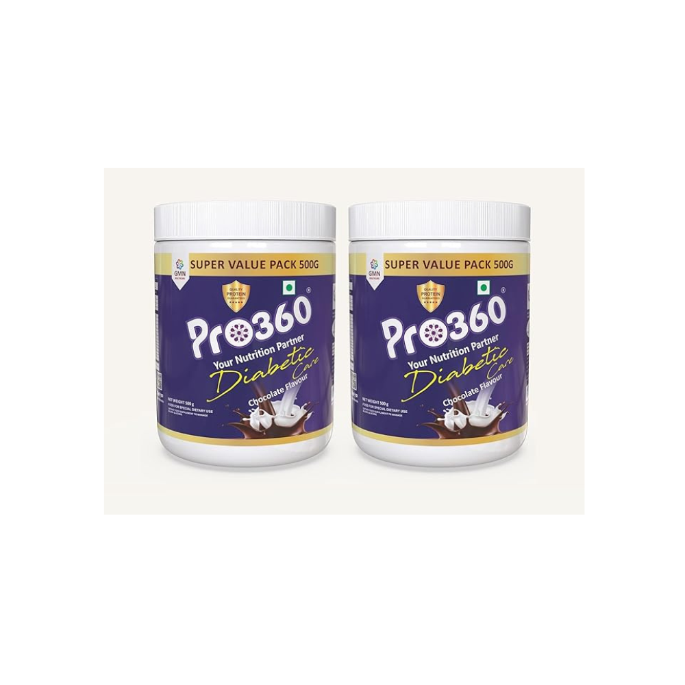 Pro360 Diabetic Care Protein Powder Chocolate Flavour - 500 gms (Pack ...