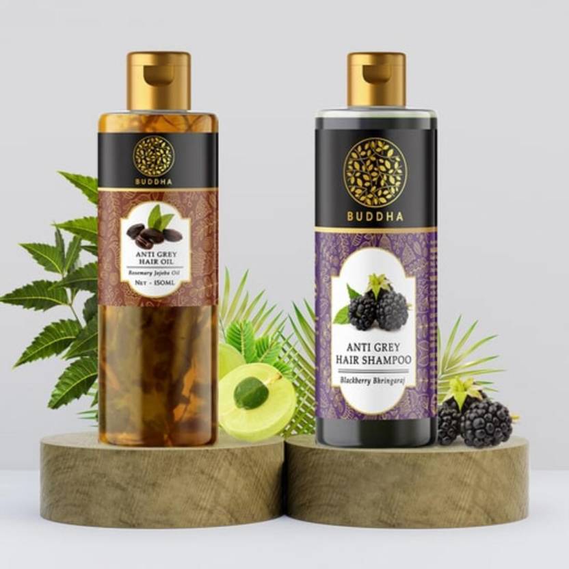 Buddha Natural Anti Grey Hair Oil & Shampoo Anti Grey Combo - DesiPick