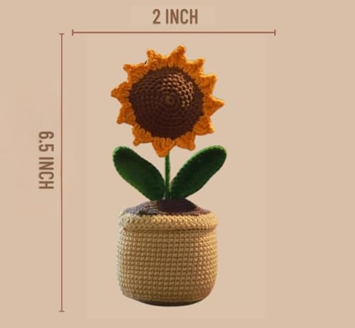 Crochet Flowers Artificial Sunflower Sunflower with Crochet Pot - DesiPick