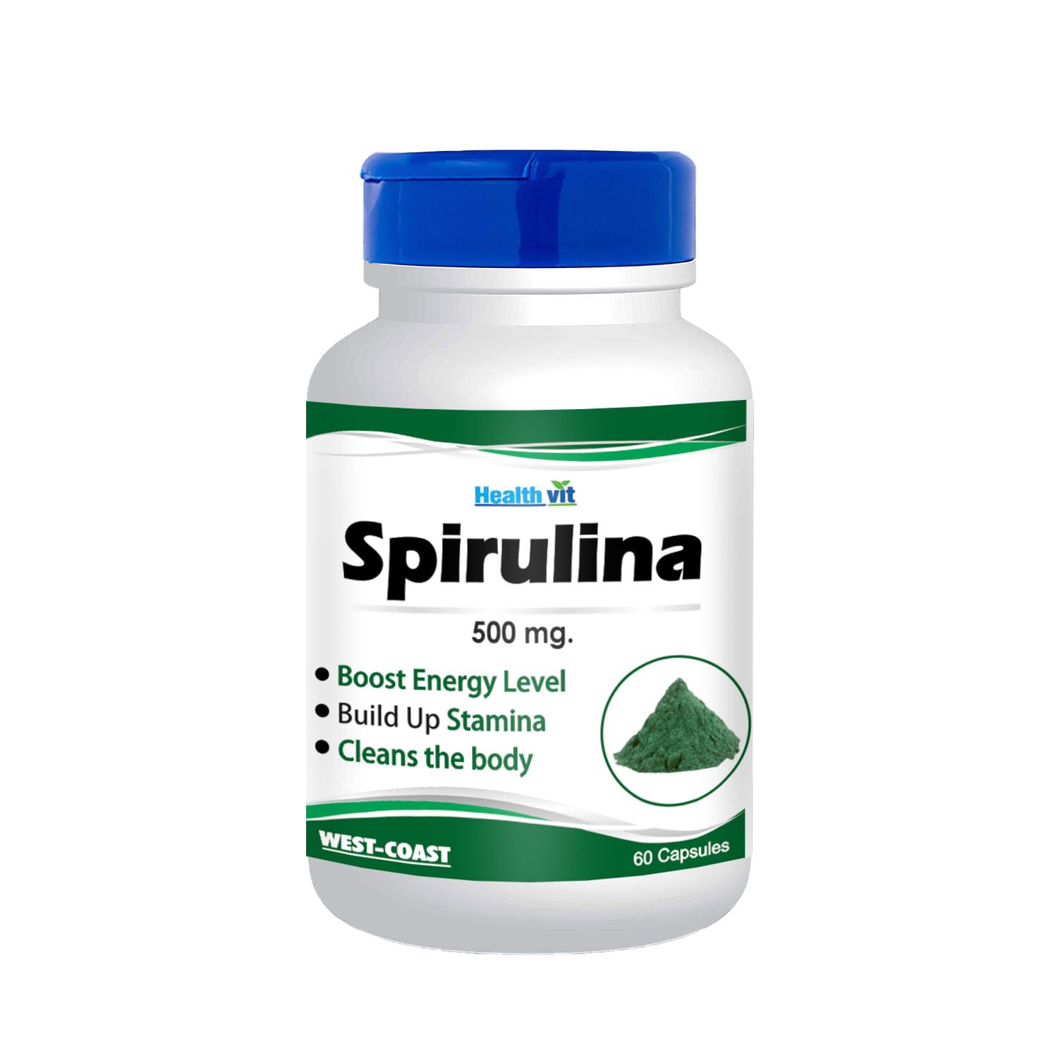 Healthvit Spirulina 500mg - 60 caps - DesiPick