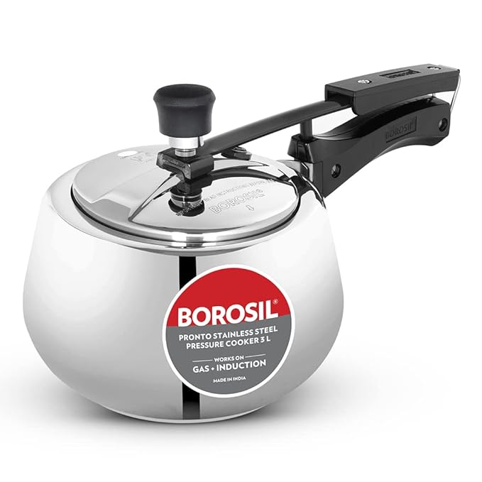 Borosil Pronto Induction Base Stainless Steel Pressure Cooker | 3 Litr ...