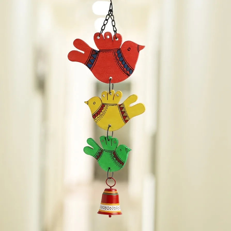 ExclusiveLane Birds and Bell Wind Chimes Multicoloured Standard - DesiPick