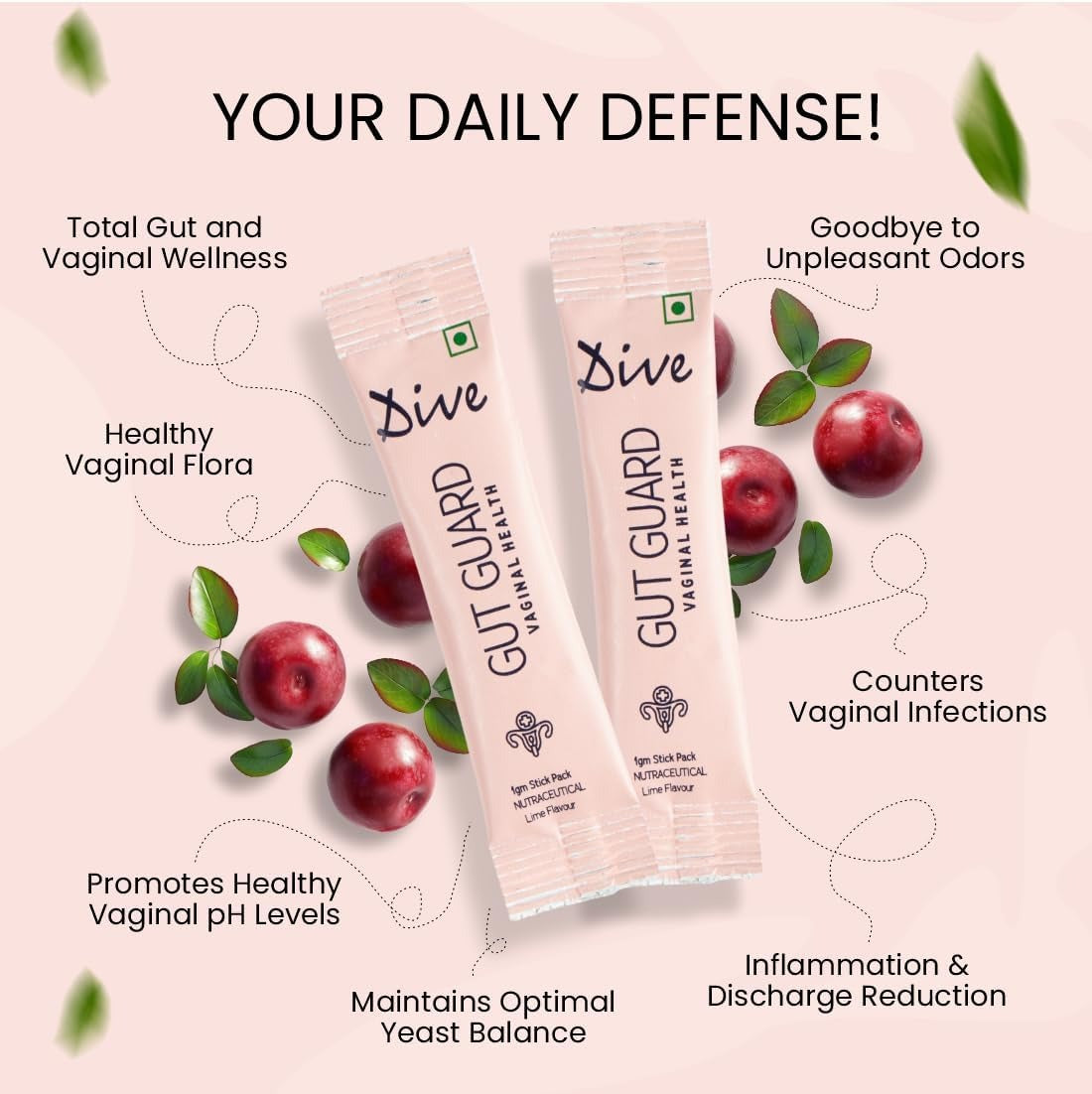 Dive Gut Guard Vaginal Health Probiotic Supplement - 30 Sticks - DesiPick