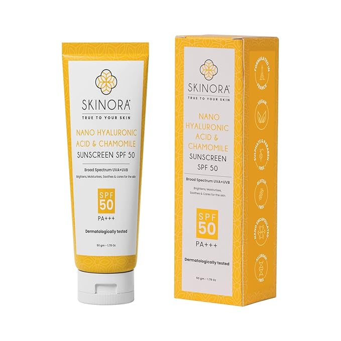 Skinora Nano Hyaluronic Acid & Chamomile Sunscreen SPF 50 - 50 gms ...