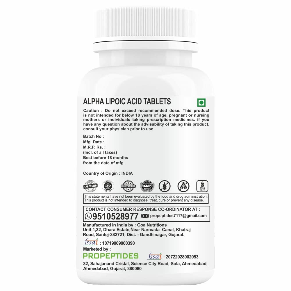 Propeptides Alpha Lipoic Acid 600mg Tablets - 60 Tabs - DesiPick