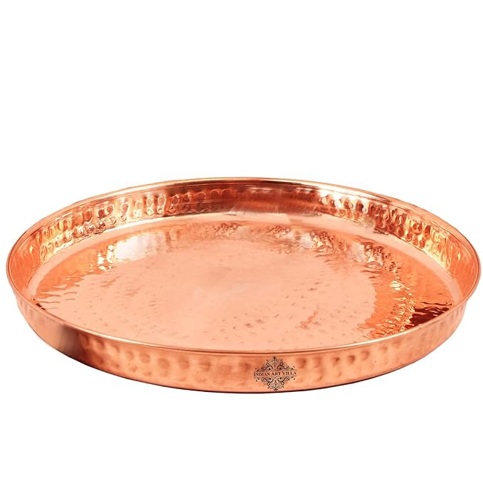 Indian Art Villa Hammered Copper Thali Plate Serveware & Dinnerware ...