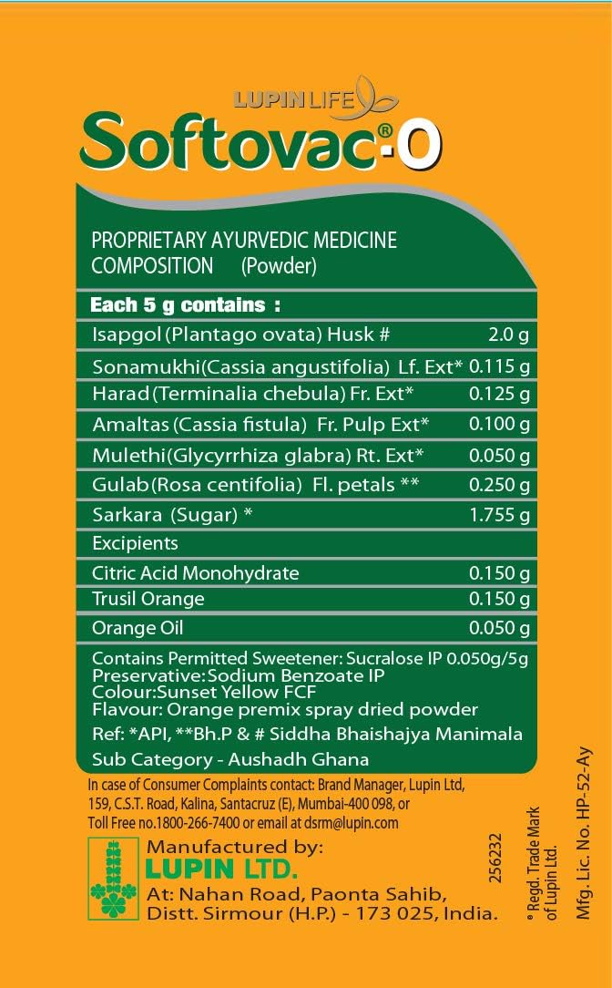 Softovac Orange Constipation Powder - 250 gms - DesiPick