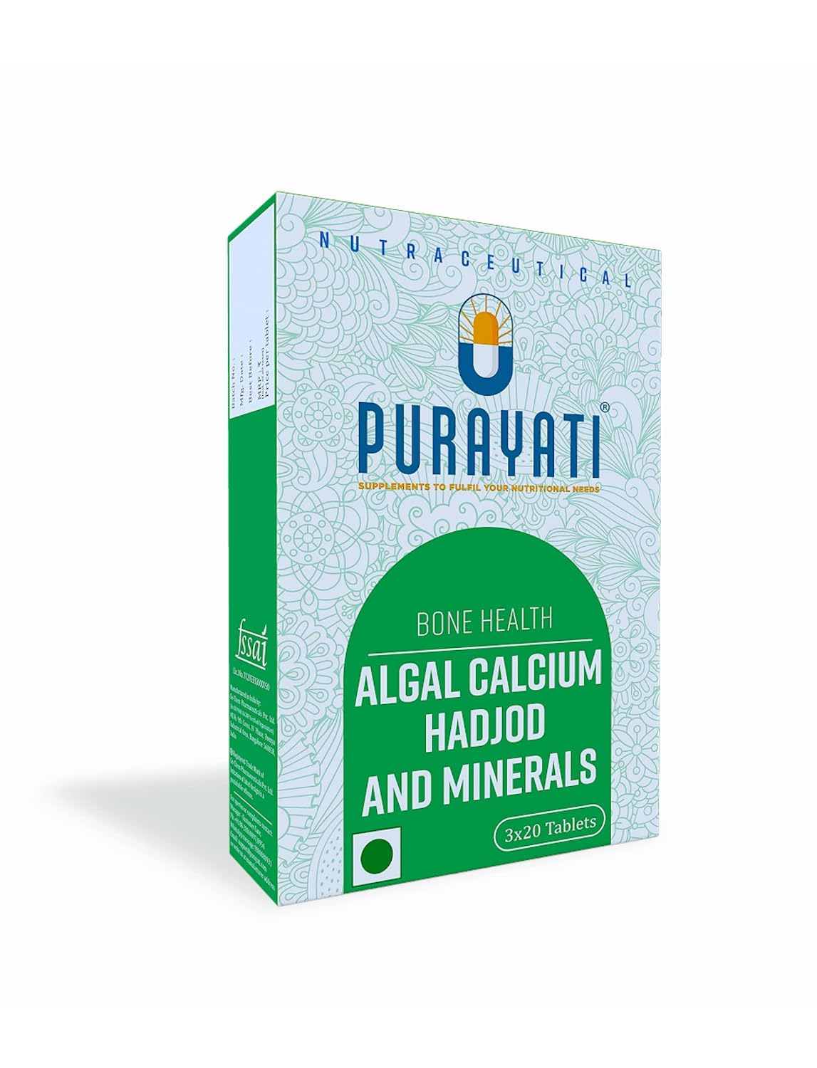 Purayati Bone Health Algal Calcium Hadjod and Minerals Tablets - 60 Ta ...