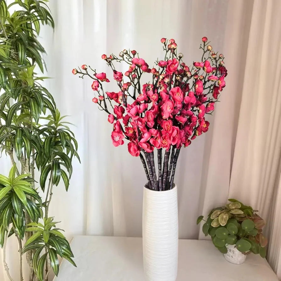 3 Sticks Artificial Blossom Flower Bouquet Sticks Dark Pink - DesiPick