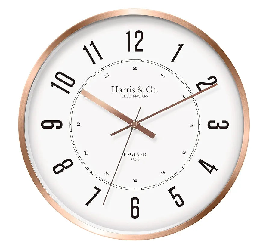 Harris & Co. Clockmasters Silent Sweep Noiseless Technology Wall Clock ...