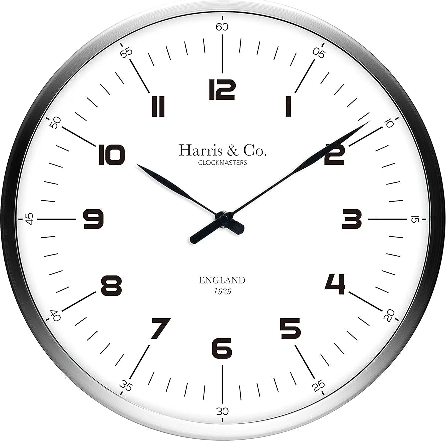 Harris & Co. Clockmasters Premium Wall Clock Luxury Number Dial - 13 I ...