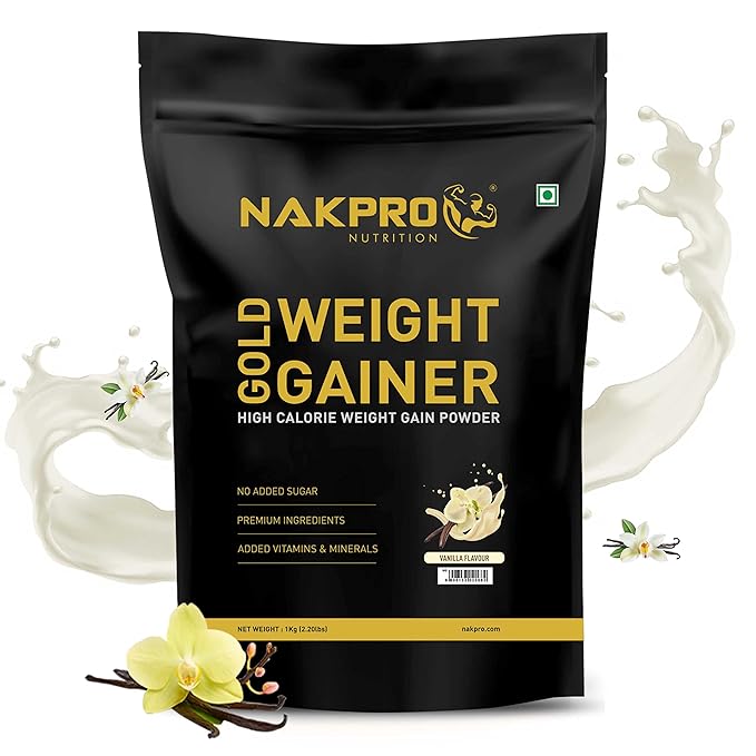 Nakpro Gold Weight Gainer Powder Vanilla Flavour - 1000 gms - DesiPick