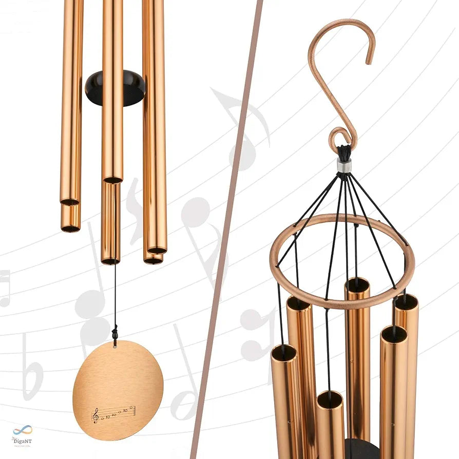 Melody Aureole Tuned Wind Chime 6 Pipes Aluminum Rose Gold 28 inches L ...