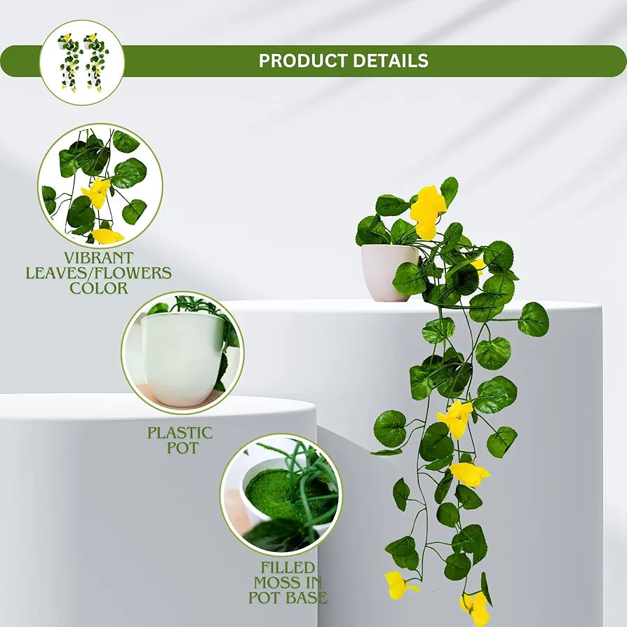 Artificial Flower Vine Plant Falling With Pot Pack of 2 DESIGN-04 ...