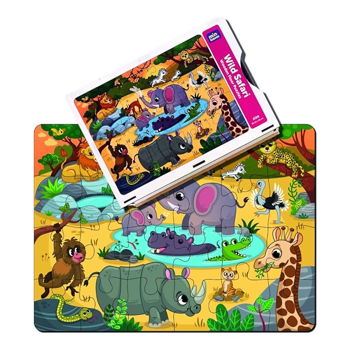 Mini Leaves 24 Piece Puzzle for Kids | Wild Safari Animals Jigsaw Puzz ...