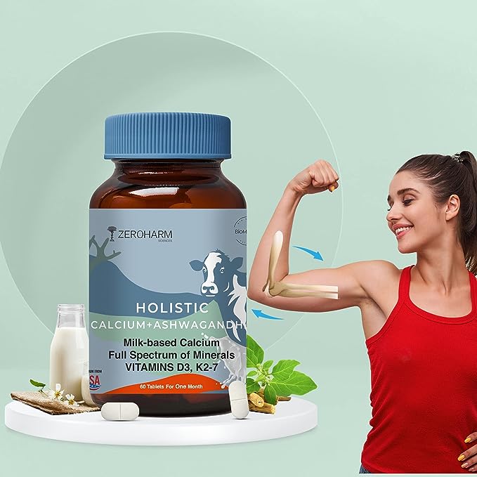 ZEROHARM Holistic Calcium and Ashwagandha Tablets - 60 tabs - DesiPick