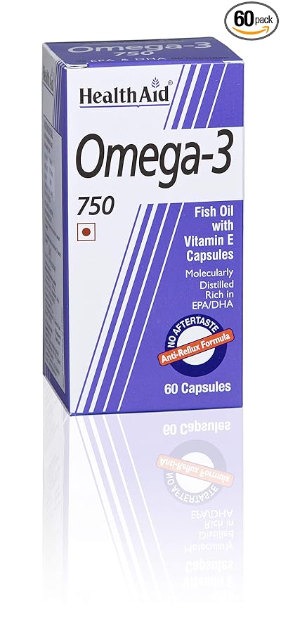 HealthAid Omega- 3 750mg (EPA 425mg, DHA 325mg) - 60 Capsules - DesiPick