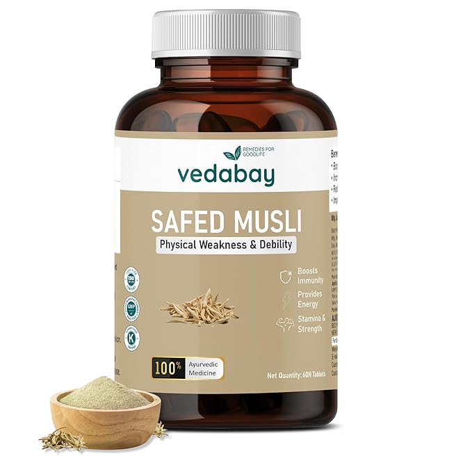 Vedabay Safed Musli Capsules 600mg - 60 Capsules - DesiPick