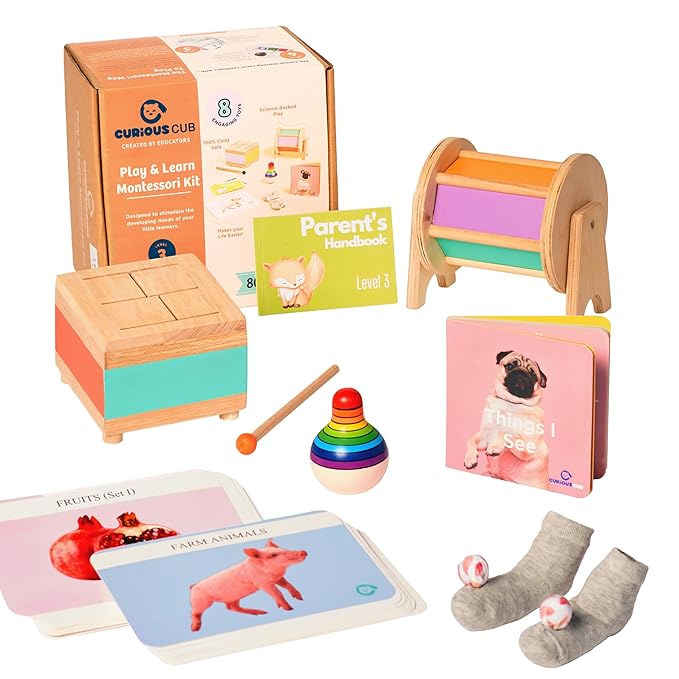 Curious Cub Montessori Learning Blocks Wooden Toys Box | Box 3 | Impro ...
