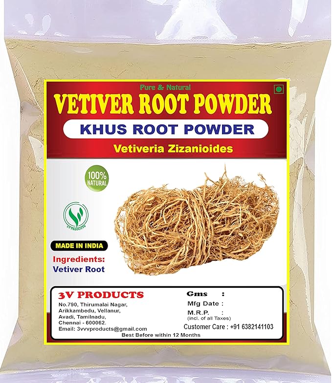 3V Products Vetiver Root Powder - Pack Of 2 - 50 gms - DesiPick