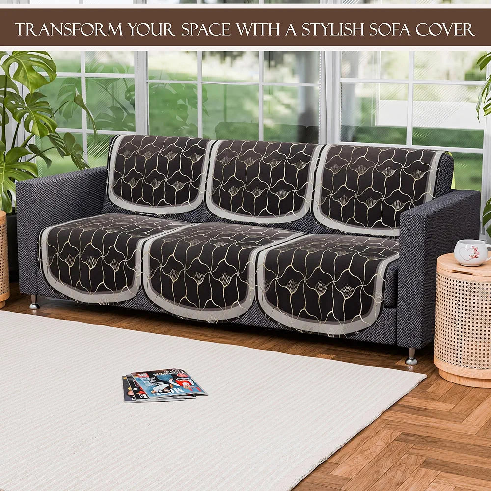 Kuber Industries Set of 6 Durable 3 Seater Sofa Cover Arabica Look Bro ...