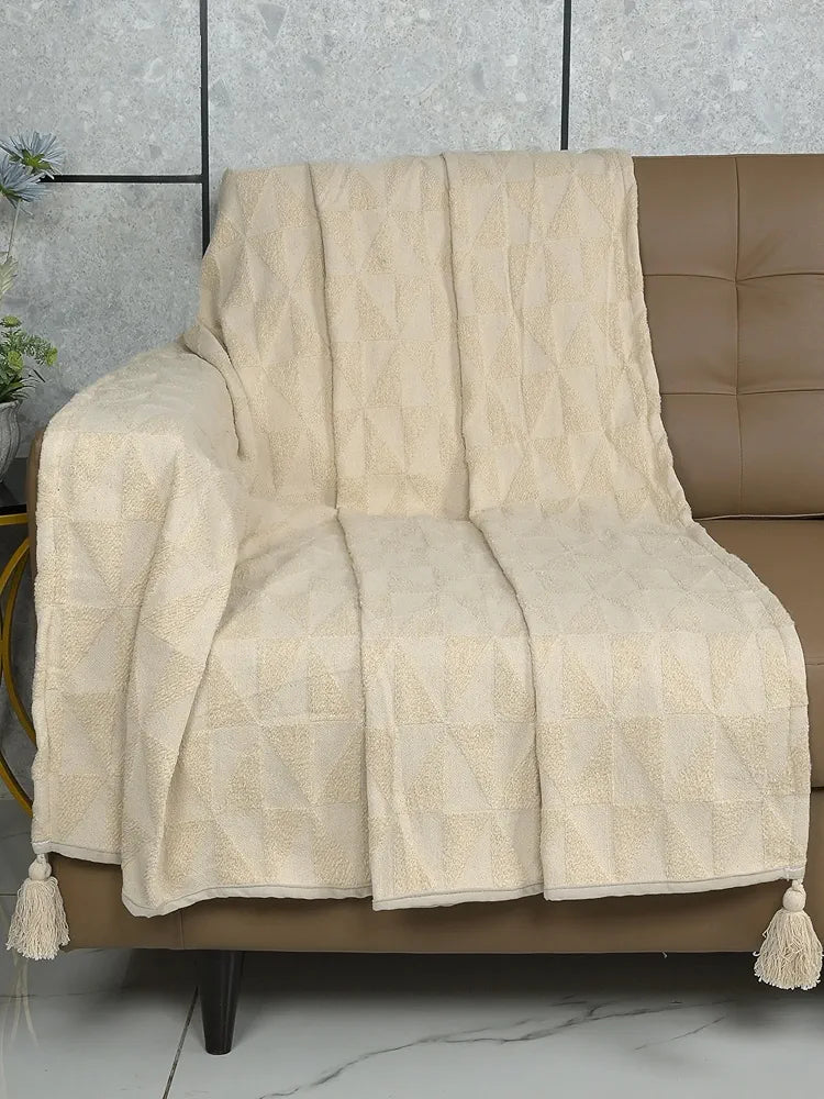 Saral Home Soft Microfiber 3 Seater Sofa Cover Throw Colour Lt.Beige ...