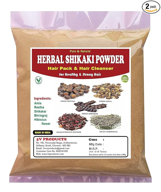 3V Products Herbal Shikakai Powder - 100 gms - Pack of 2 - DesiPick