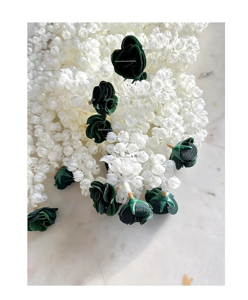 Artificial Jasmine Buds & Rose Strings Garlands Green - DesiPick