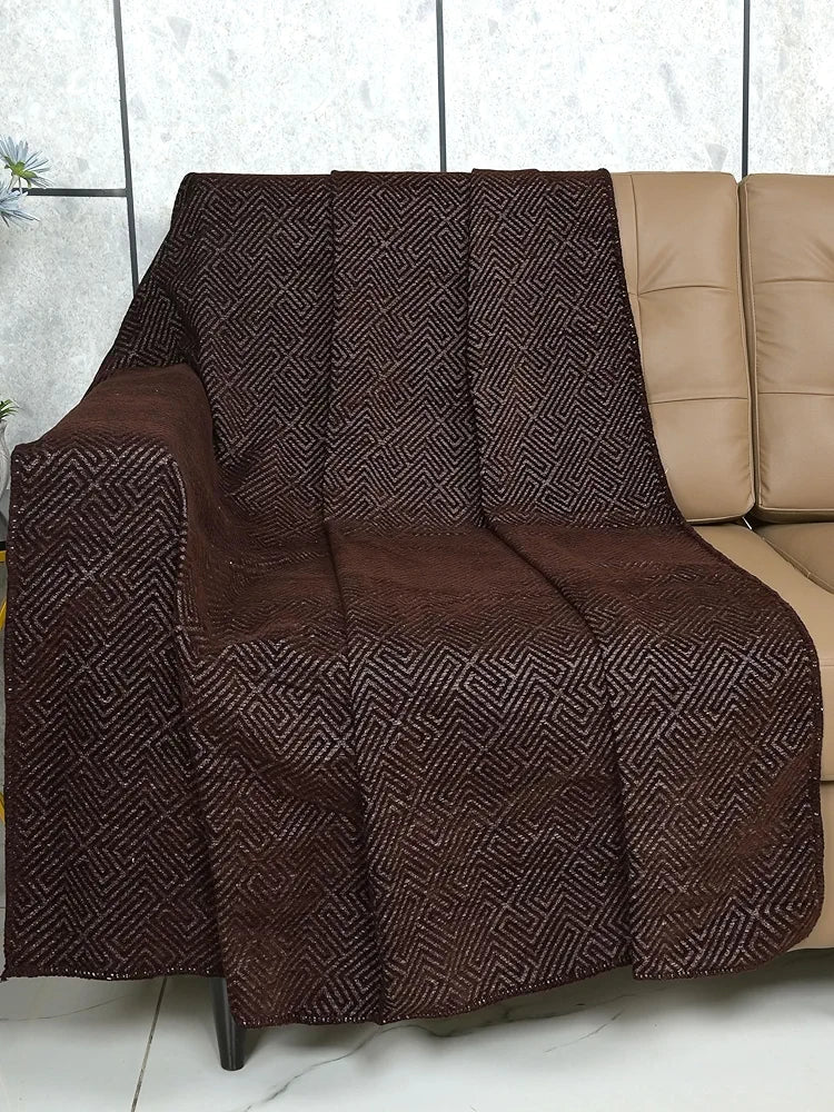 Saral Home Easy Living Chenille 3 Seater Sofa Cover Throw Brown - DesiPick