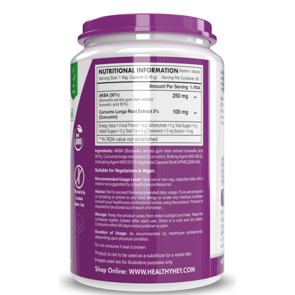 HealthyHey AKBA with 85% Boswellic Acid & Curcumin - Joint Health Supp ...