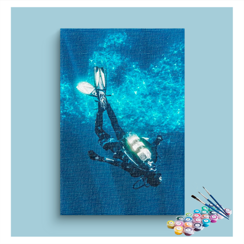 Eazy Arts Deep Sea Diving Adventure Paint by Numbers Kit - DesiPick