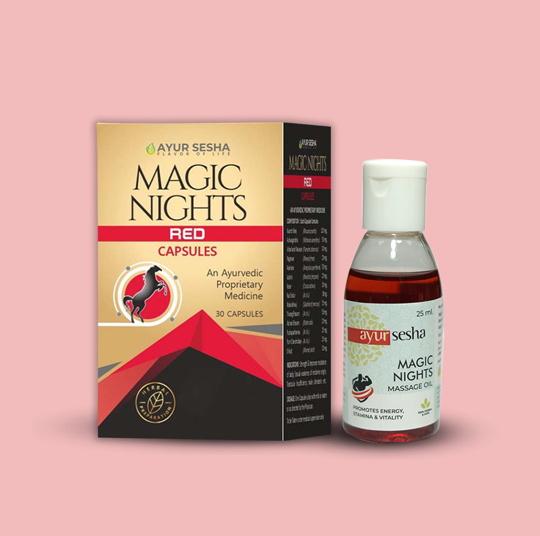 Ayursesha Magic Nights Red Capsules & Oil Combo - DesiPick