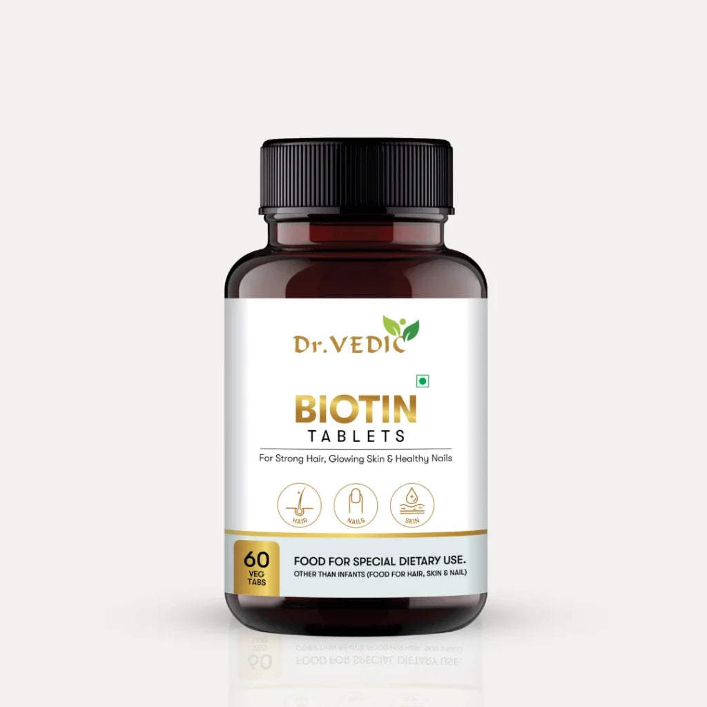 Dr. Vedic 100% Natural Biotin Tablets - 60 Tabs - DesiPick
