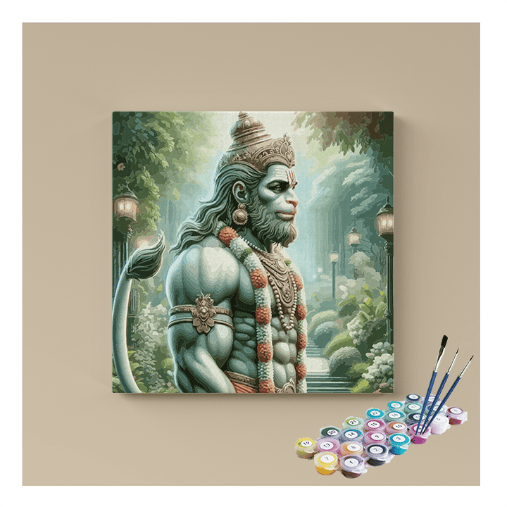 Eazy Arts Divine Strength Lord Hanuman Paint by Numbers Kit - DesiPick