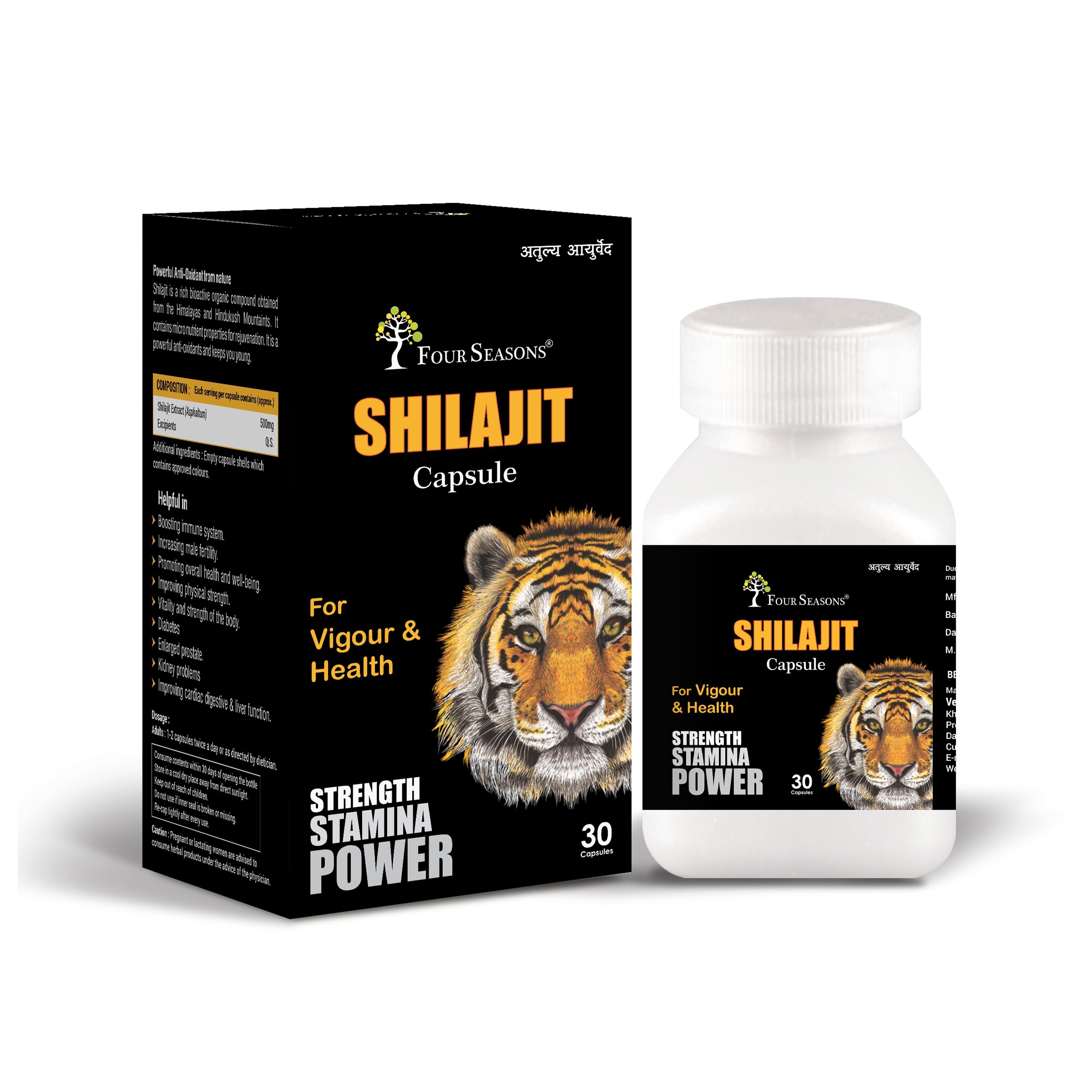 Shilajit Tablets 30 Pack – Ayurvedic Mineral Resin Preparation | Four ...