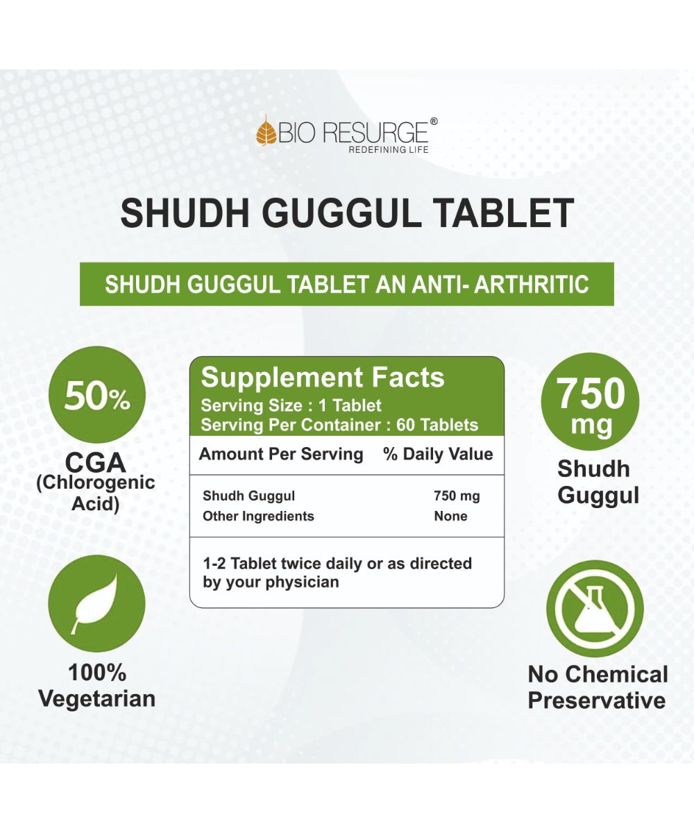 Bio Resurge Shudh Guggul Tablets - 60 tablets - DesiPick