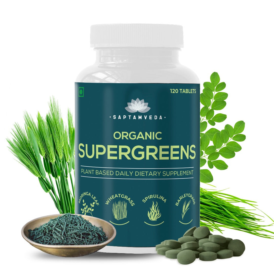 Saptamveda Organic Supergreens Tablets - 120 tabs - DesiPick