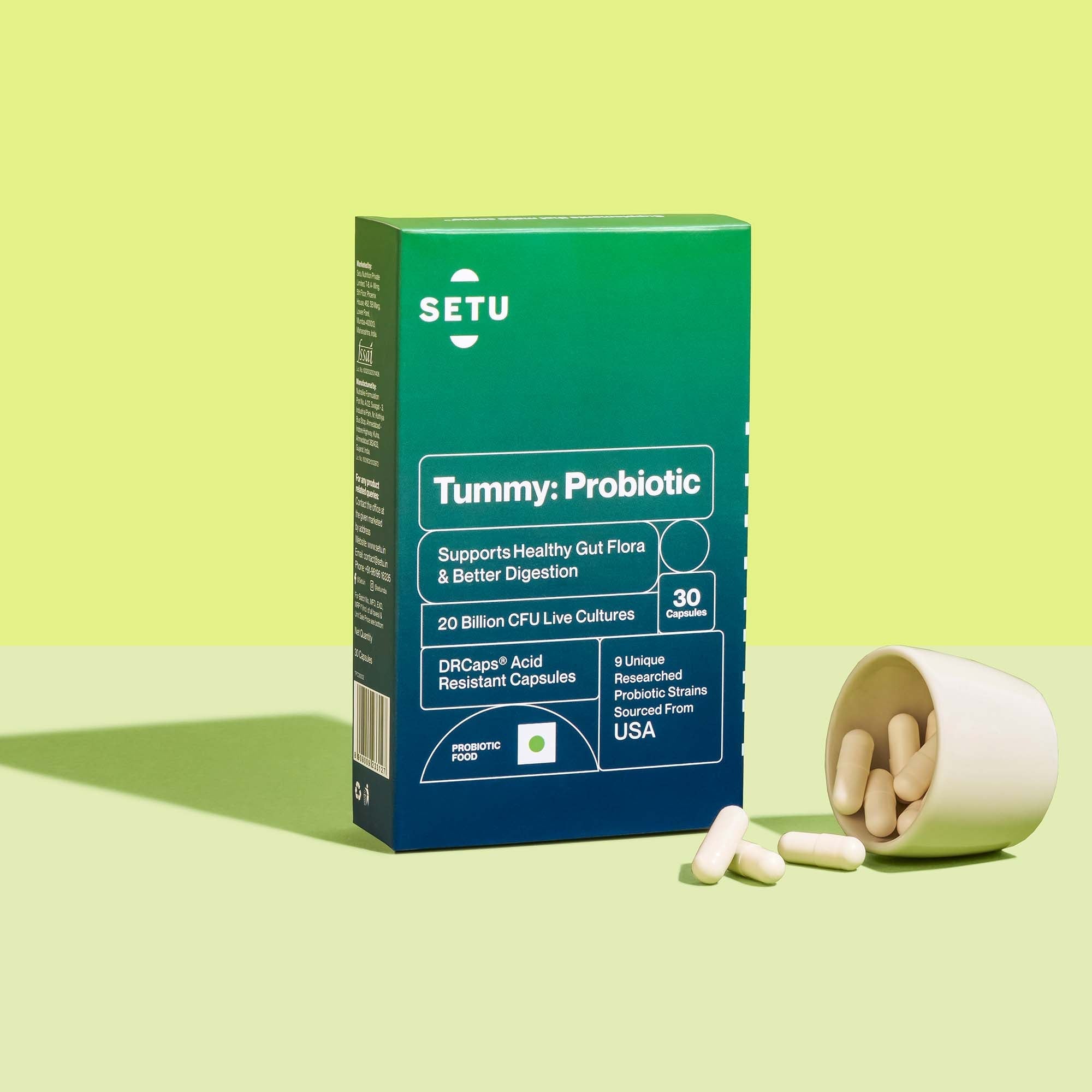 Setu Tummy Probiotic Multi Strain Formulation - 30 tabs - DesiPick