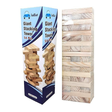 FunBlast Giant Stacking Tower Block Timber Wood Block Stacking Game 54 ...
