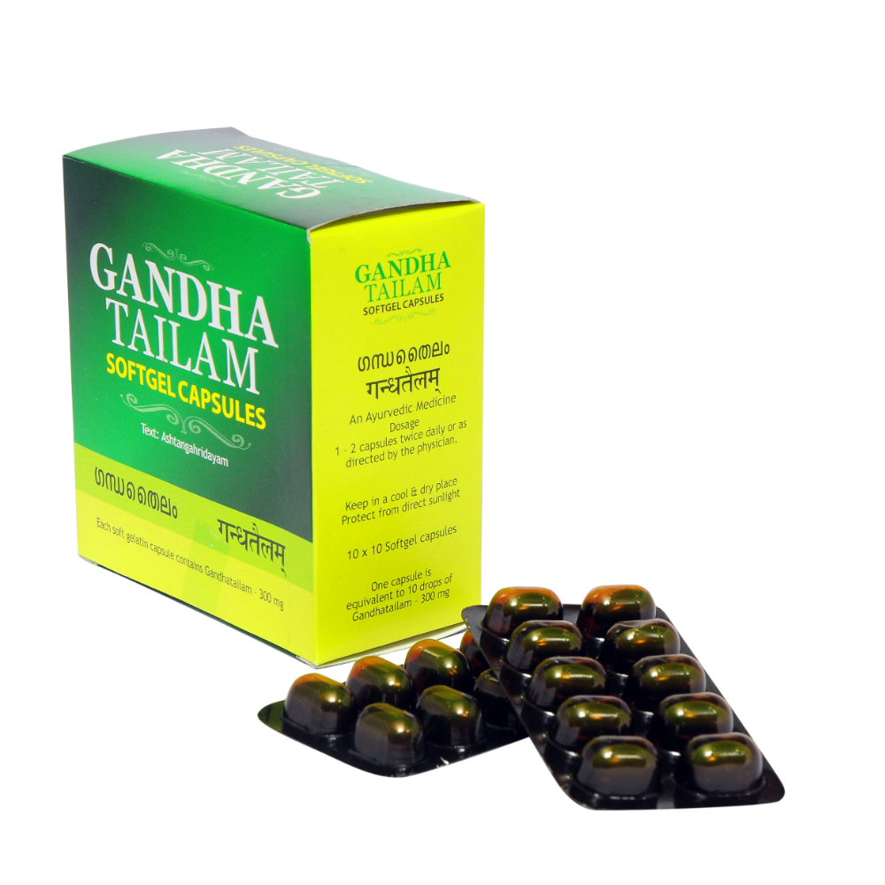 Kottakkal Arya Vaidya Sala Gandha Tailam Soft Gel Capsule - 100 caps ...