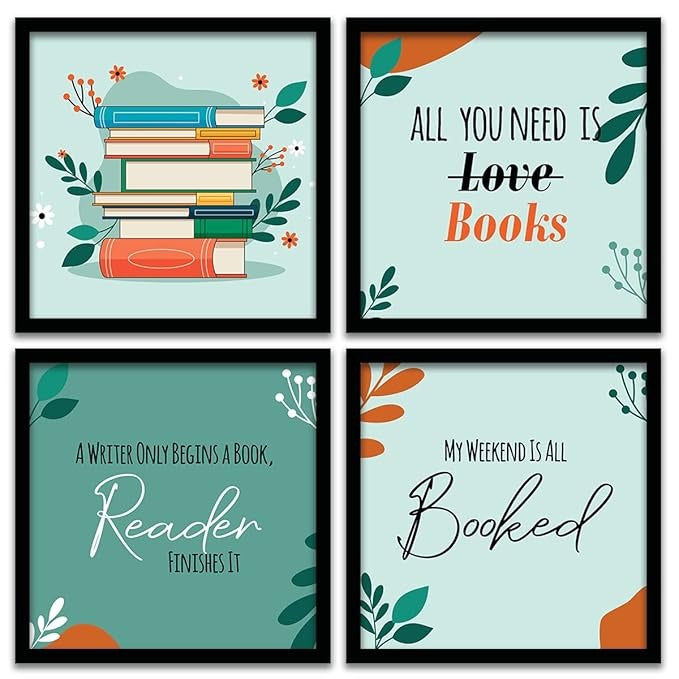 Kotart Wood All You Need Is Books Quotes Frames For Wall Decor Set Of ...