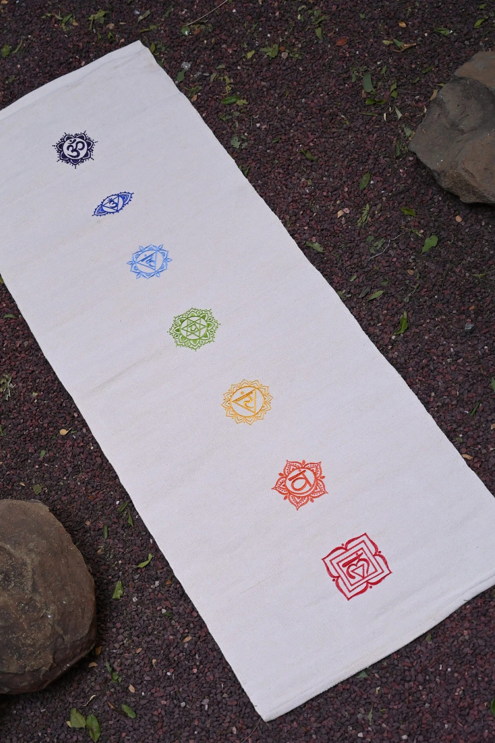 Madhurya Organic Cotton Yoga Mat Chakras with Mantra - DesiPick